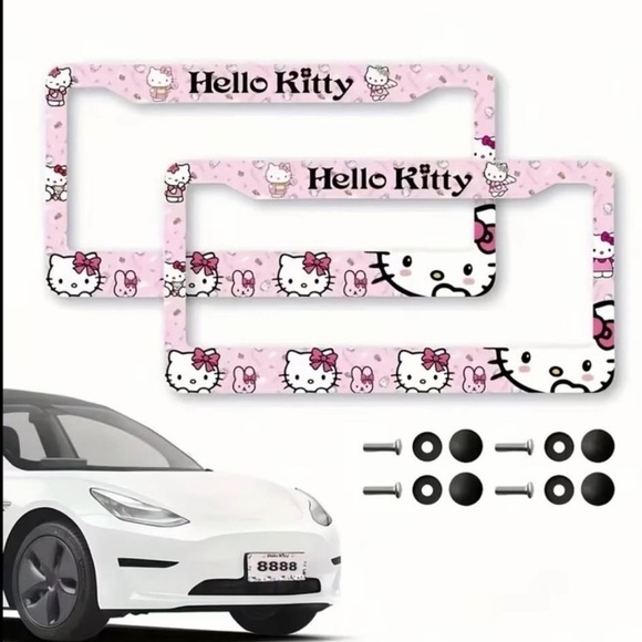 Hello Kitty | Other | Hello Kitty Pink And White License Plate Frame ...